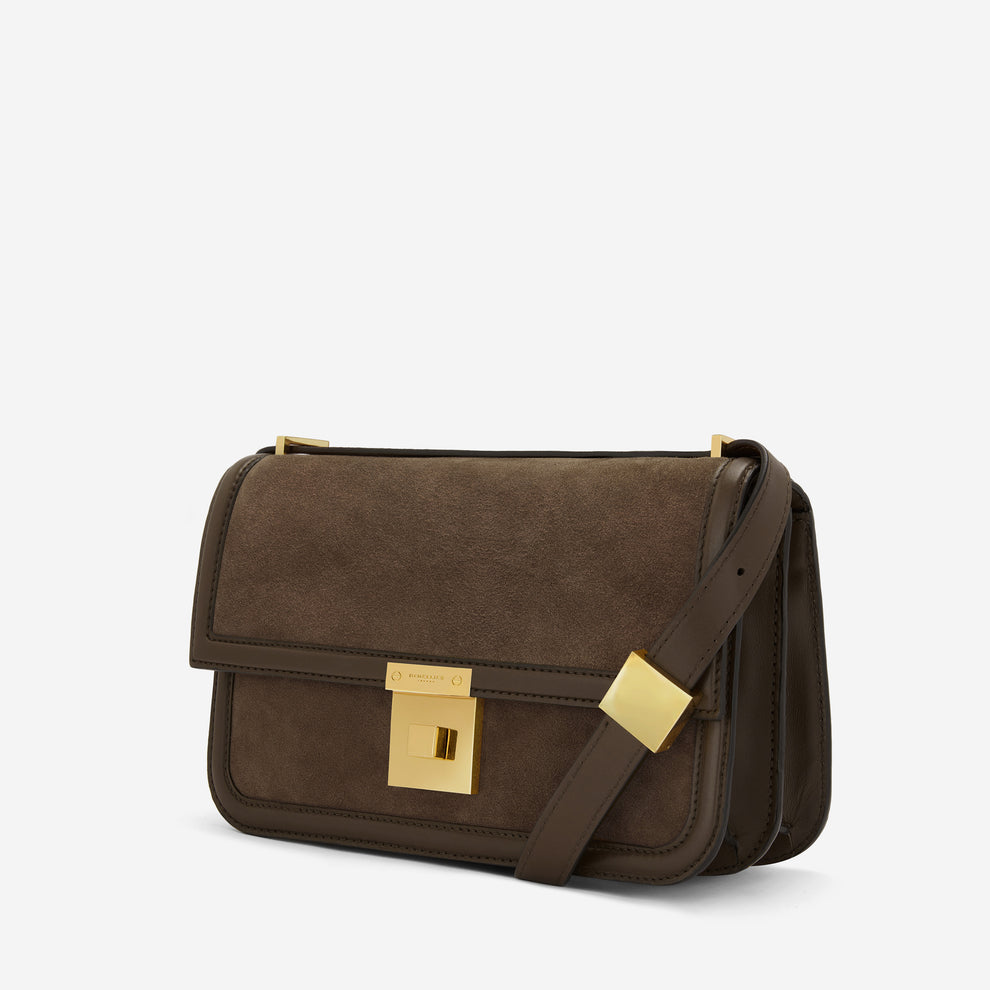 The Paris Crossbody | Mocha Suede & Mocha Smooth | DeMellier
